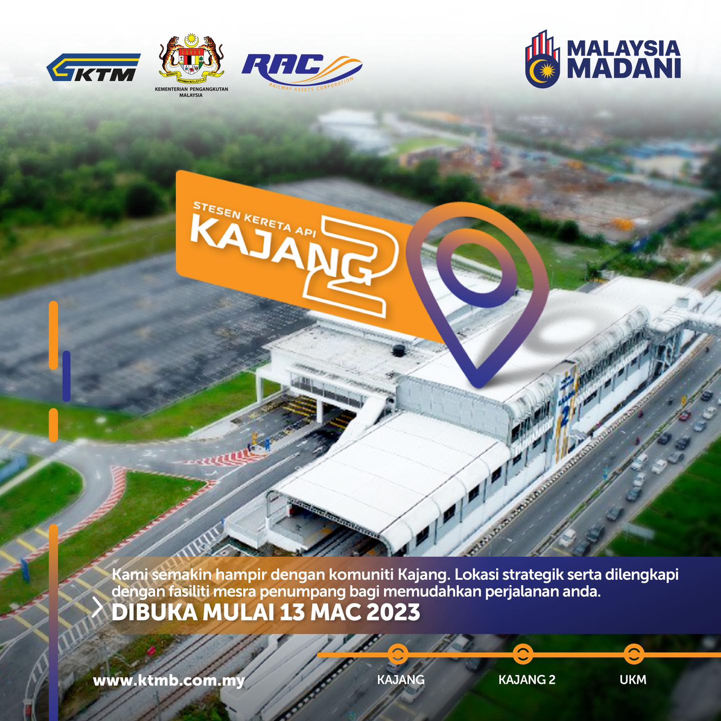 KTM Kajang 2 Railway Station Opens On 13 March 2023 • RailTravel Station